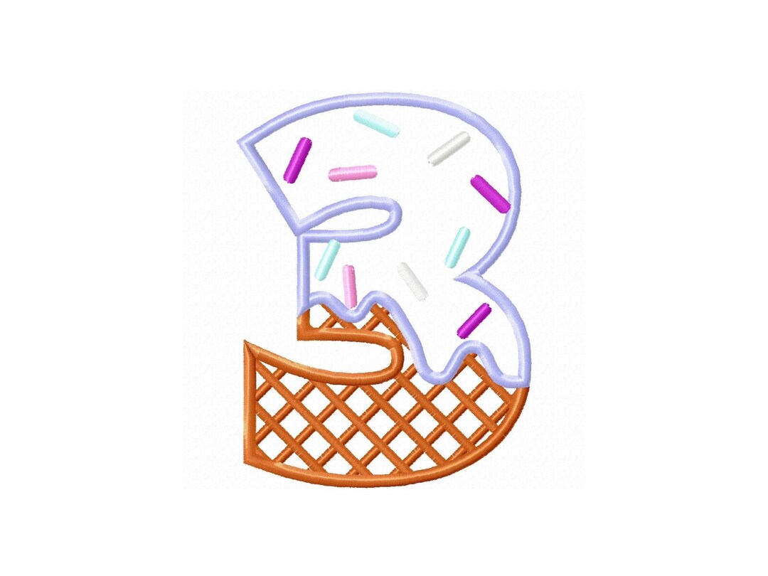 Ice Cream Numbers 0-9 Applique Ice-cream Waffle Cone Kids Birthday ...