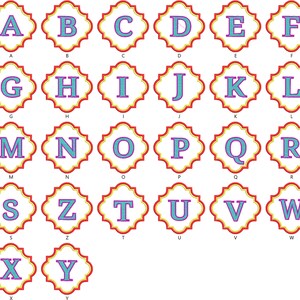 Classic Monogram Frame Applique and Monogram Font Alphabet Letters ...