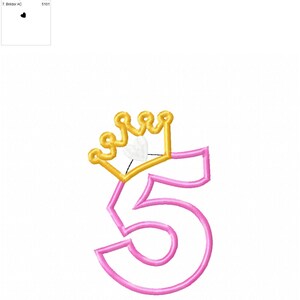 Princess Crown Birthday Number 5 FIVE Tshirt Kids Party Outfit Applique ...