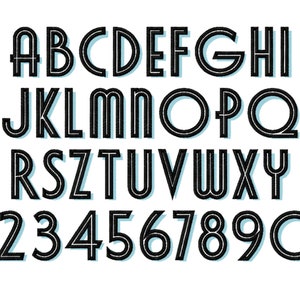 Shadow Font Embroidery Retro Style Alphabet Letters and Numbers Machine ...