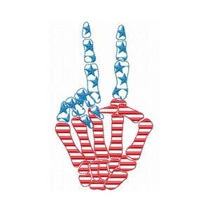 Skeleton Hand Sign Victory Silhouette Light Stitch Machine Embroidery ...
