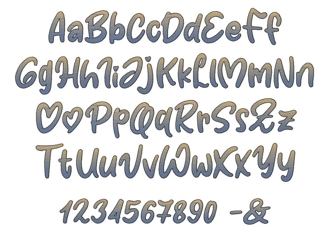Gradient Ombre Two Color Embroidery Font Alphabet Iridescent Machine ...