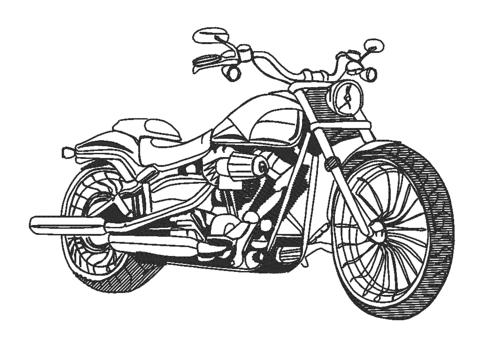 Chopper Bike Light Sketch Stitch Machine Embroidery Design for Hoop 4x4 ...
