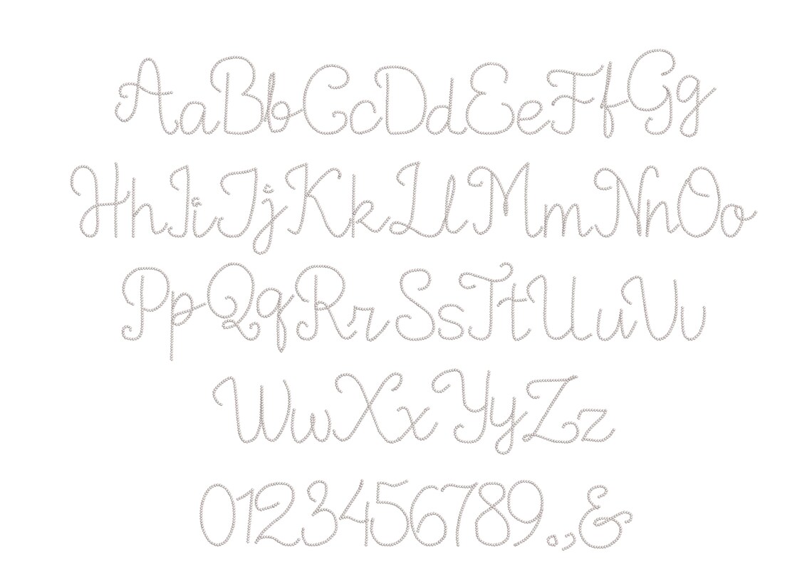 Awesome Pearl Stitch Script Handwritten Cursive Font Alphabet Machine ...