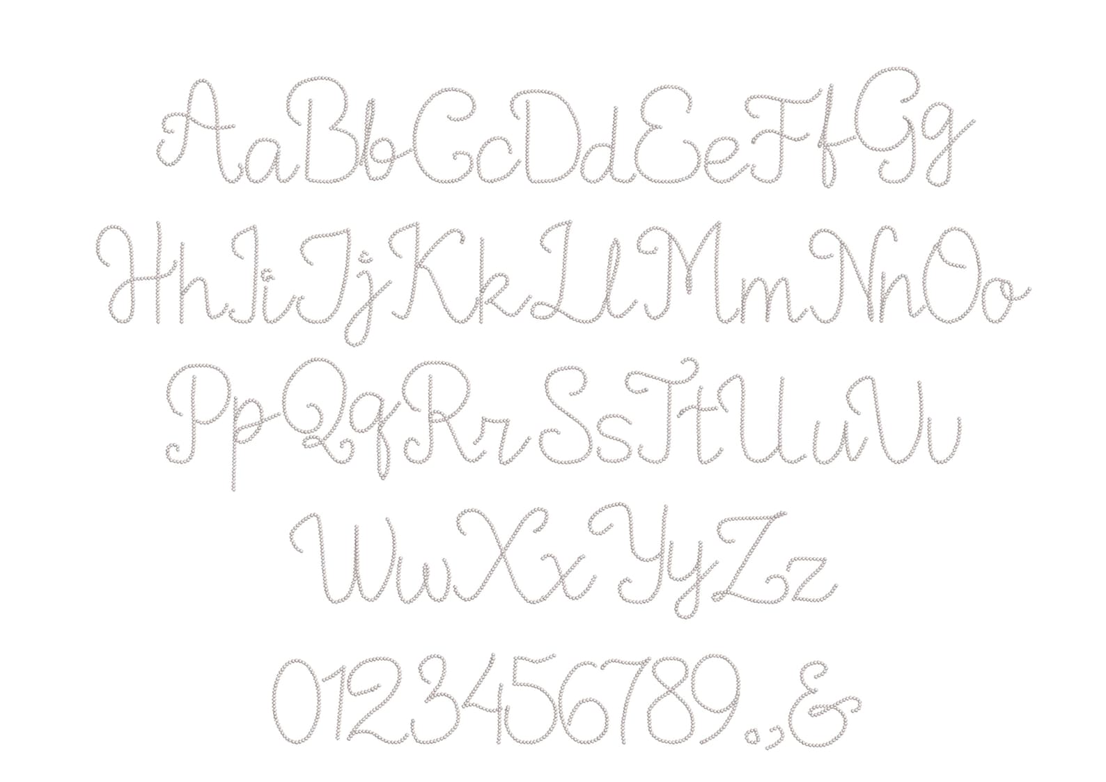 Awesome Pearl Stitch Script Handwritten Cursive Font Alphabet Machine ...