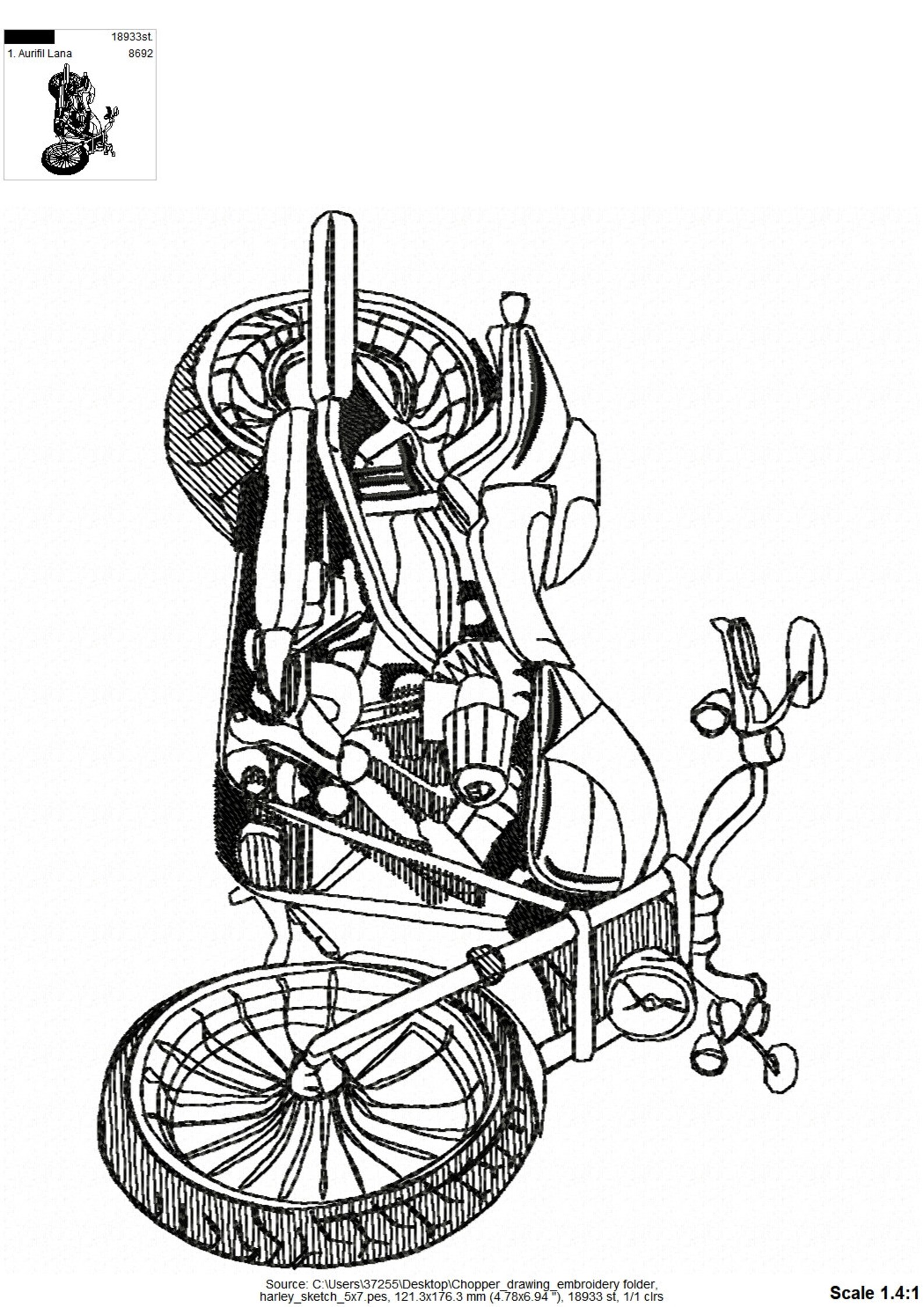 Chopper Bike Light Sketch Stitch Machine Embroidery Design for Hoop 4x4 ...