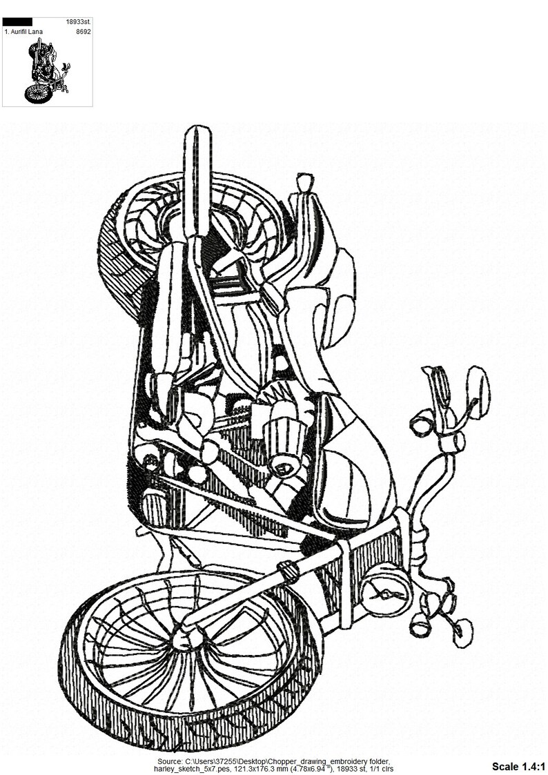 Chopper Bike Light Sketch Stitch Machine Embroidery Design for | Etsy