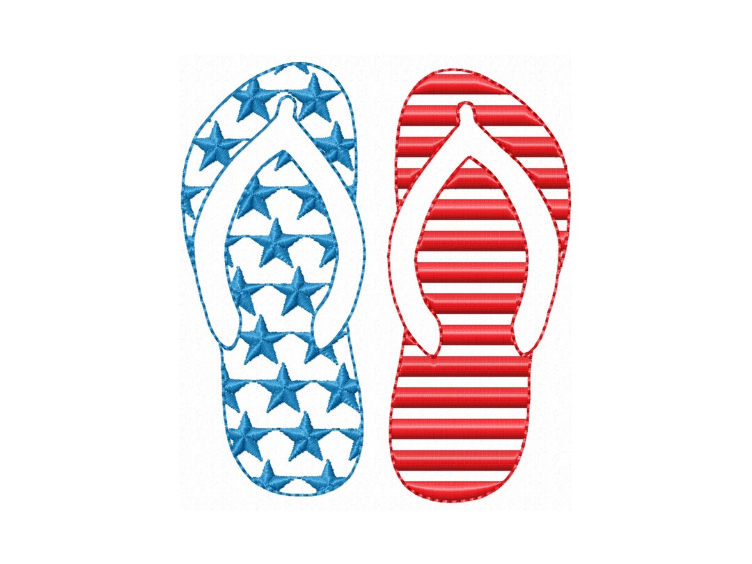 Patriotic Stars and Stripes Flip Flops Light Stitch Machine Embroidery ...