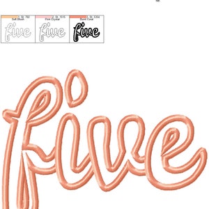 Written Five Birthday Number Five 5 Applique Machine Embroidery Designs ...