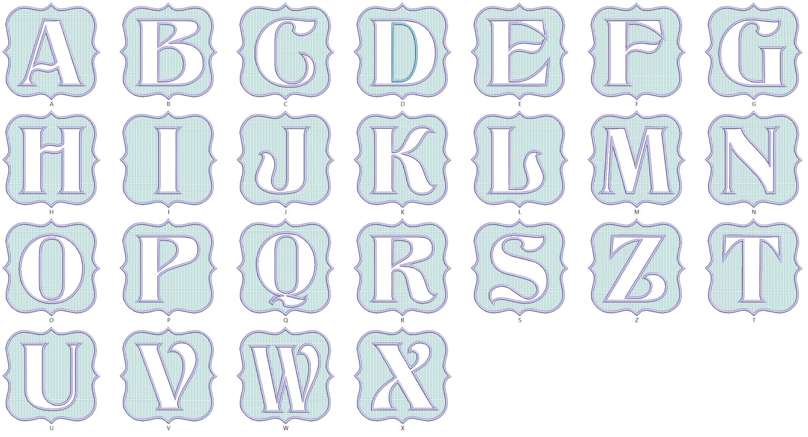 Embossed Monogram Towel Machine Embroidery Designs A-Z Assorted Sizes ...