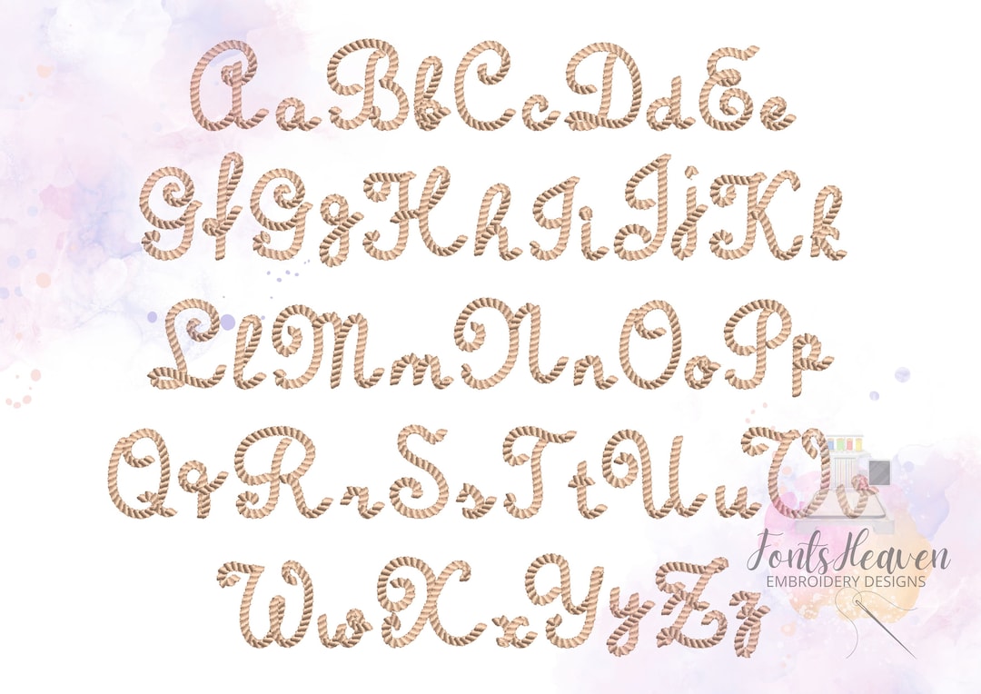 Modern Rope Nautical Script Hand Written, Cursive Font Alphabet Machine ...
