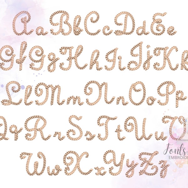 Rope Font for Machine Embroidery - Etsy