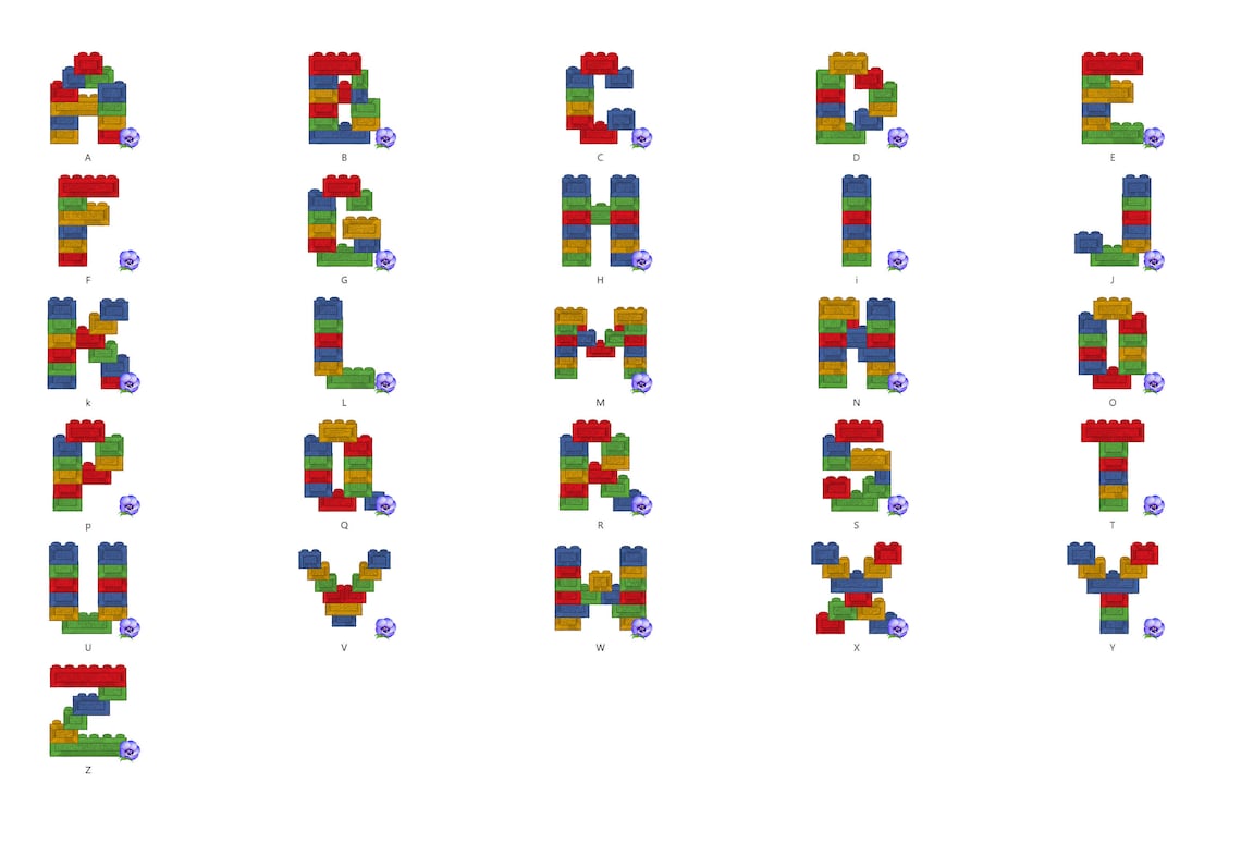 Blocks Bricks, Brick Block Font Machine Embroidery Designs in Assorted ...