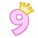 Princess Crown Birthday Number 9 NINE Tshirt Kids Party Outfit Applique ...