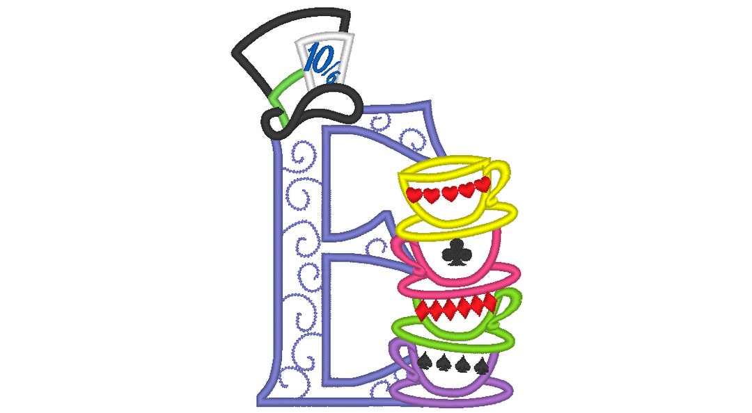 Mad Hatter Alice in Wonderland Tea Party Stack of Teacups Monogram ...