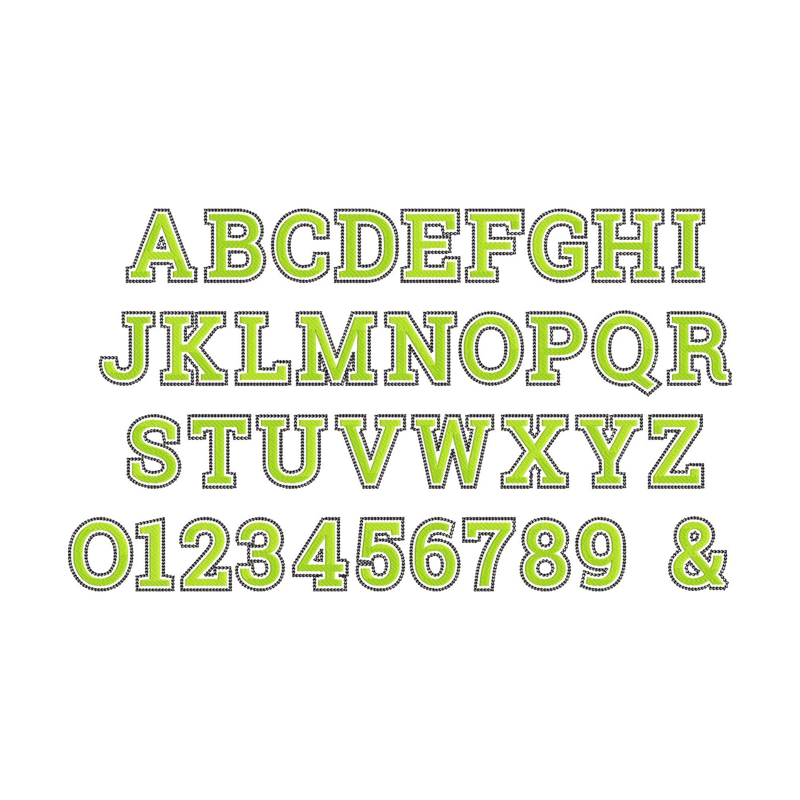 Gorgeous FONT Fill Stitch and Chain Stitch Outline Whole Alphabet A-Z ...