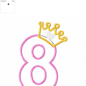 Princess Crown Birthday Number 8 EIGHT Tshirt Kids Party Outfit ...