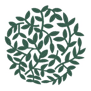 Beautiful Foliage Leaf Circle Pillow Embroidery Monochrome Leaves Round ...