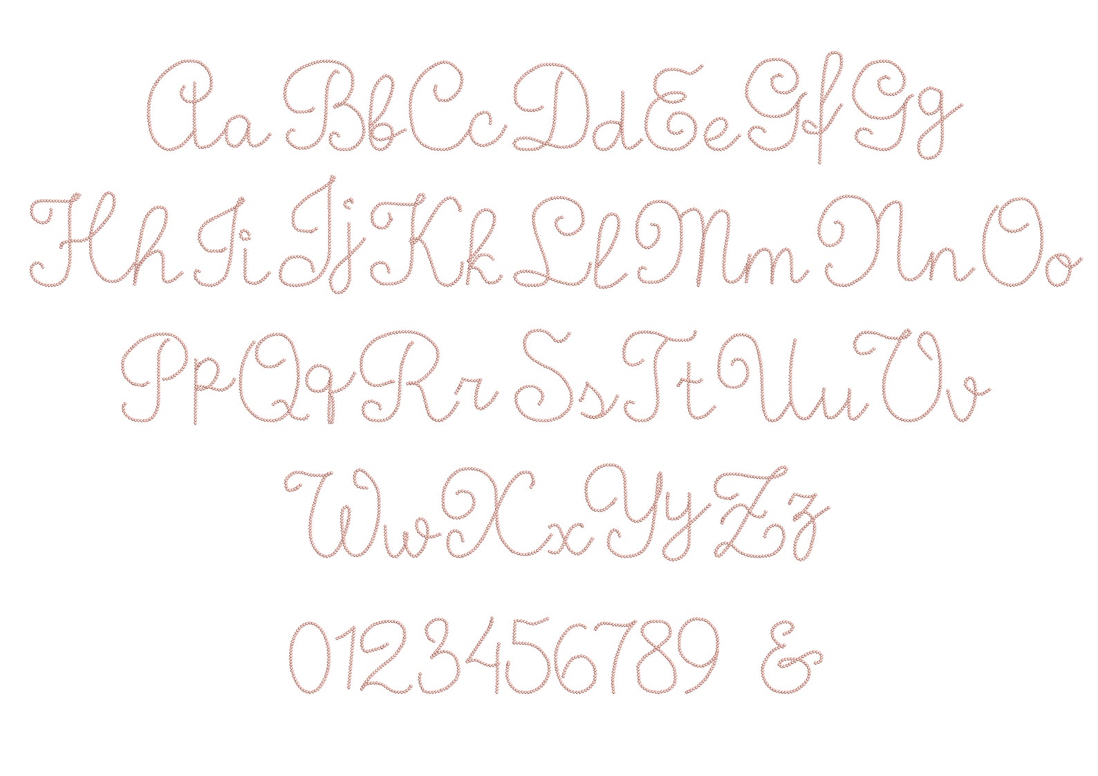 Pearl Stitch Script Handwritten Cursive Font Alphabet Machine - Etsy