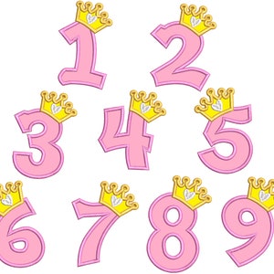 Princess Crown Birthday Numbers Kids Baby Girl T-shirt Party Outfit ...