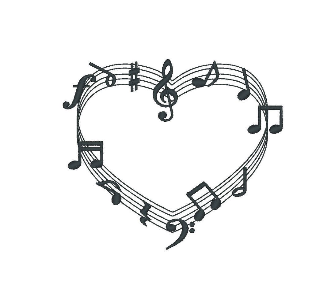 Music Love, Music Lover Monogram Heart Frame and Musical Notes, Machine ...