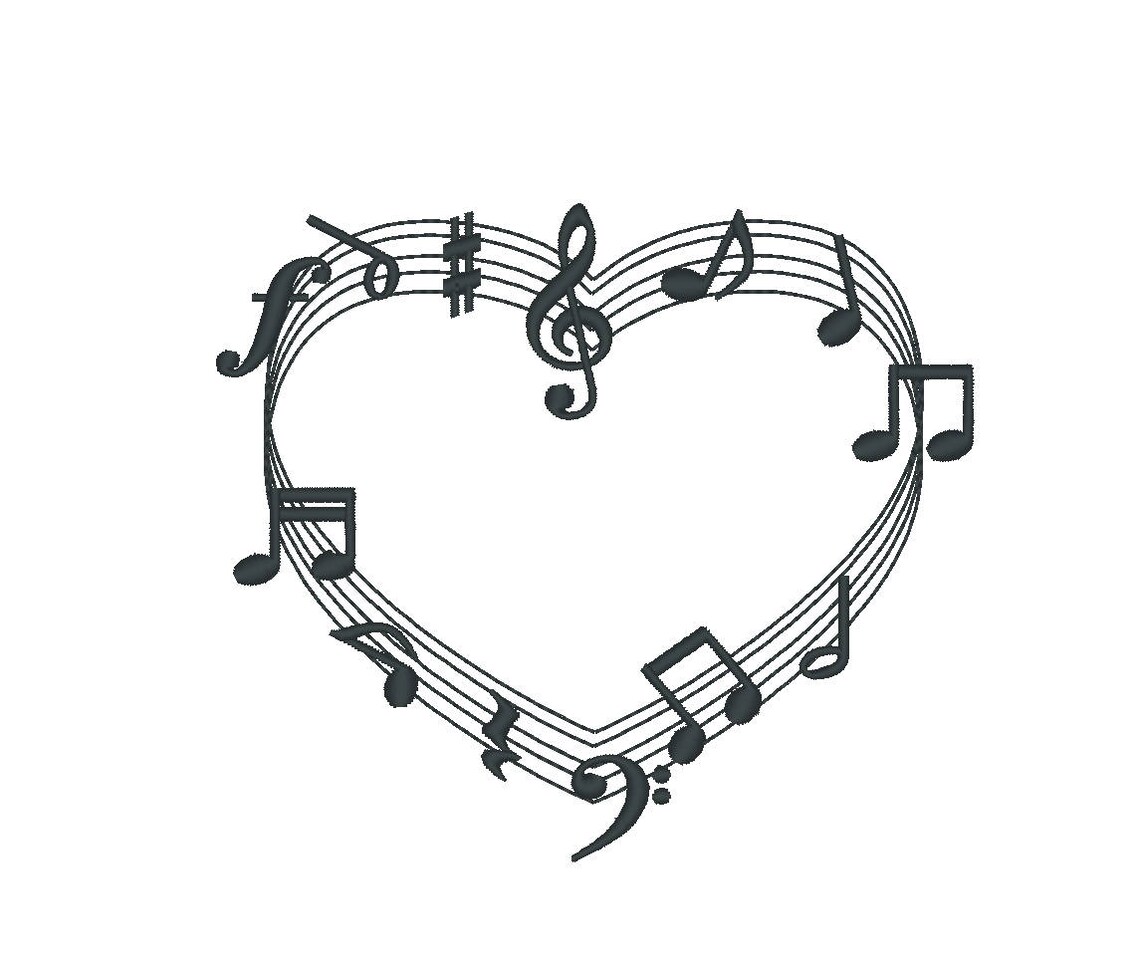 Music Love Music Lover Monogram Heart Frame and Musical - Etsy