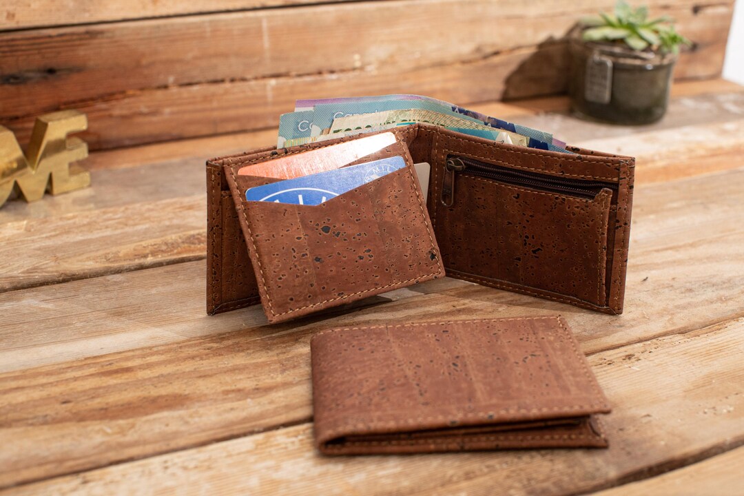 Cork Men Wallet Men Slim Wallet, ID Card Holder, Cork Wallet, Natural ...