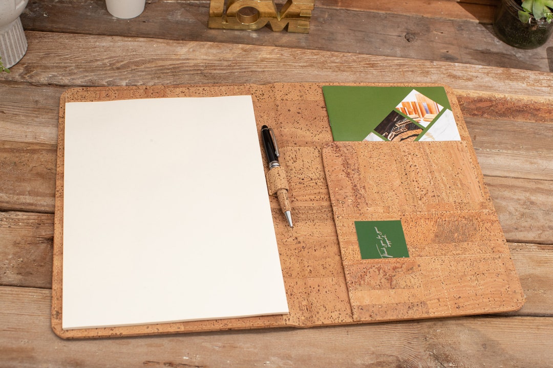 A4 PORTFOLIO NOTEPAD, LEFT Handed Cork, Business Card Case, Left Handed ...