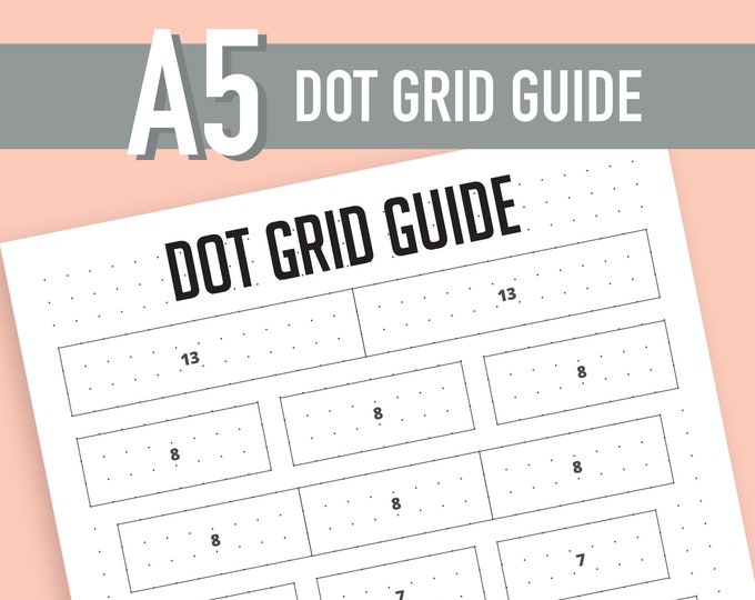 A5 Printable Dot Grid Spacing Guide | Bullet Journal Paper | A5 Dotted ...