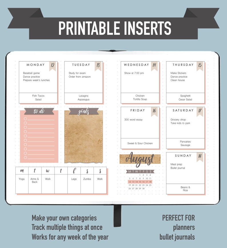 Bullet Journal Weekly Printable | Bullet Journal Weekly Layout 3 | A5 ...