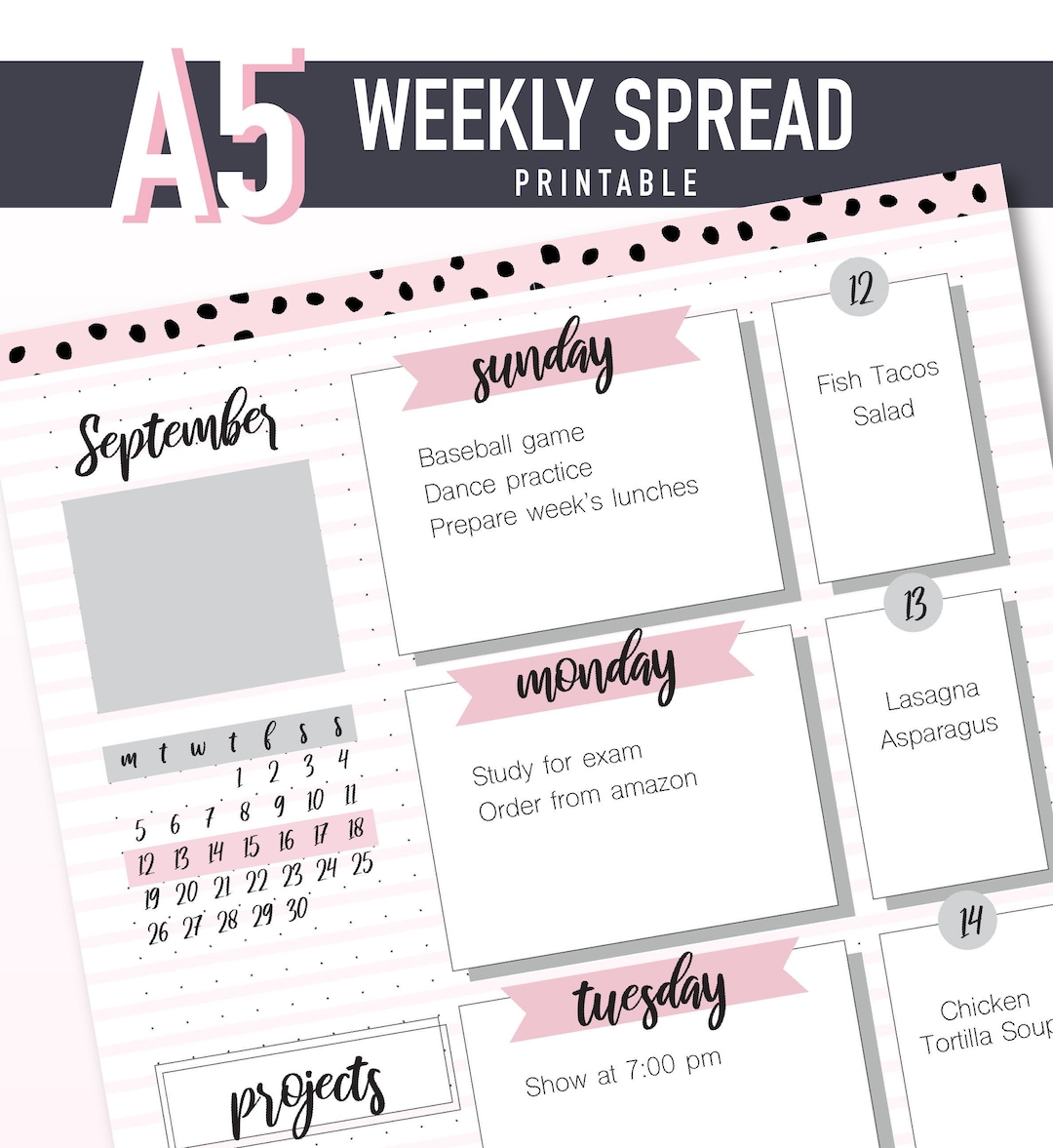 Bullet Journal Weekly Printable | Bullet Journal Weekly Layout | A5 ...
