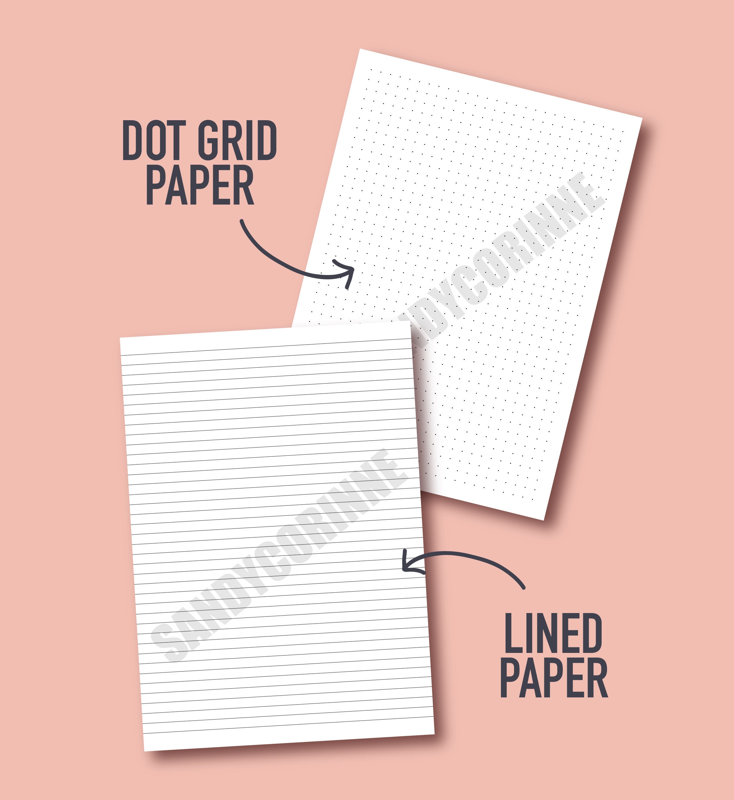 A5 Printable Dot Grid and Lined Paper | Bullet Journal Paper | A5 ...