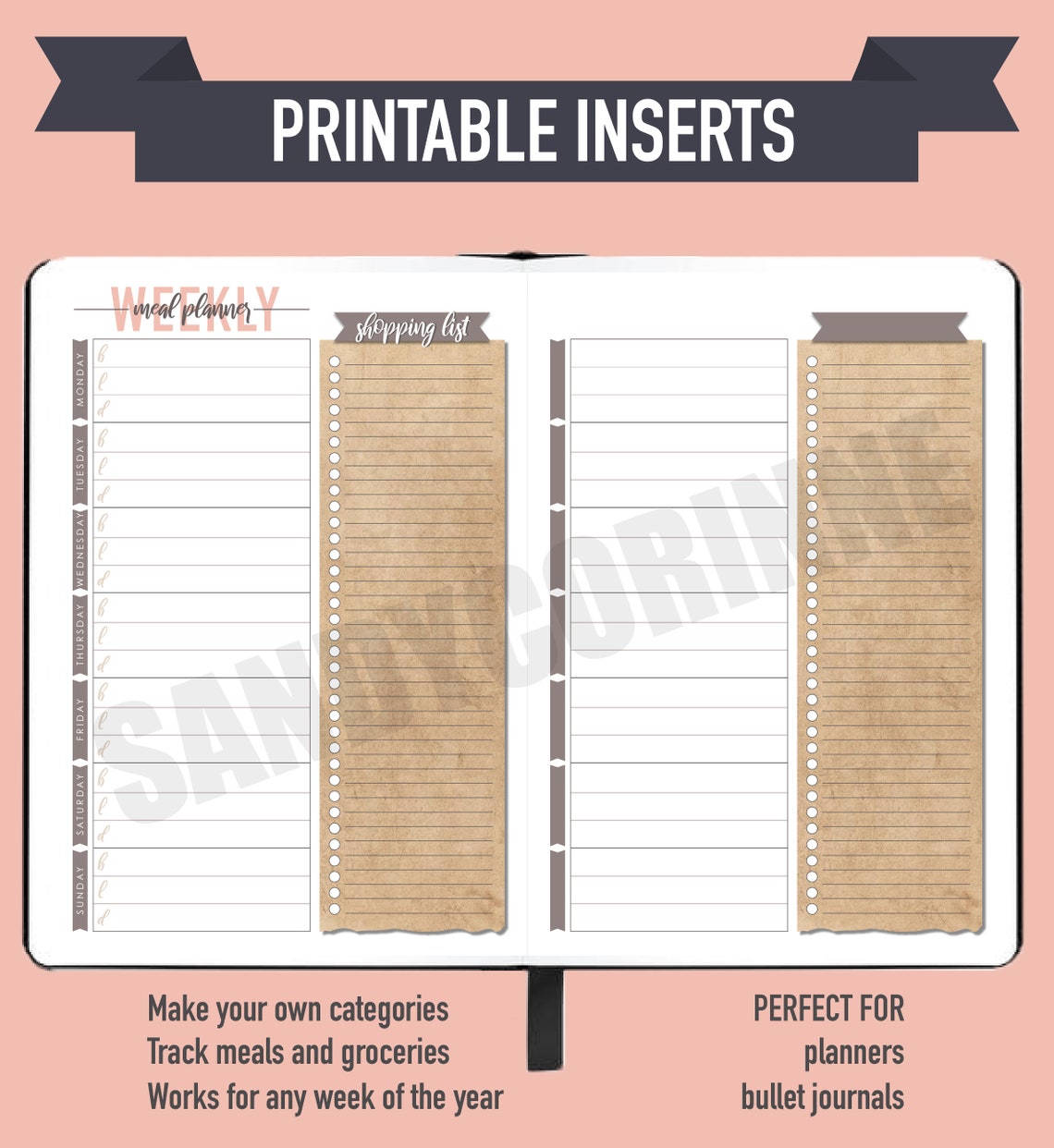 Bullet Journal Meal Planner A5 Bullet Journal Weekly Meal Planner 3 ...