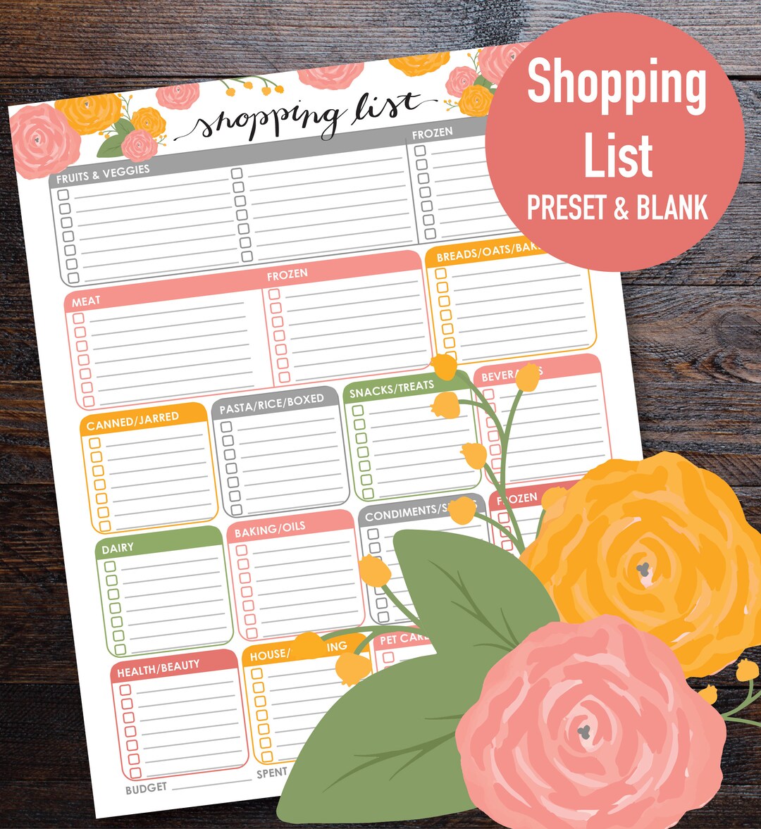 Printable Grocery List, Printable, Shopping, Meal, Customizable, 8.5x11 ...