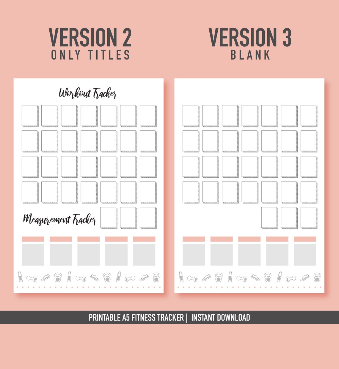 Bullet Journal Fitness Tracker Printable | A5 Bullet Journal Fitness ...