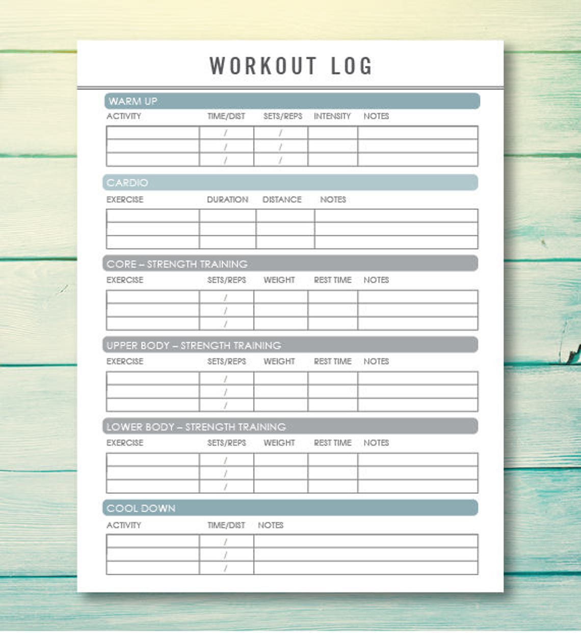 Printable Fitness Planner, Workout Log, Workout Tracker, Weight ...
