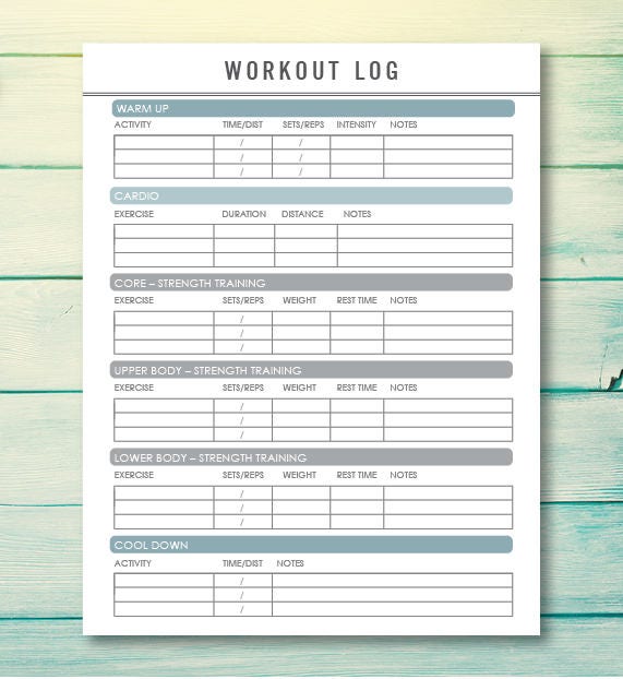 Printable Fitness Planner Workout Log Workout Tracker - Etsy