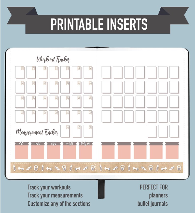 Bullet Journal Fitness Tracker Printable | A5 Bullet Journal Fitness ...