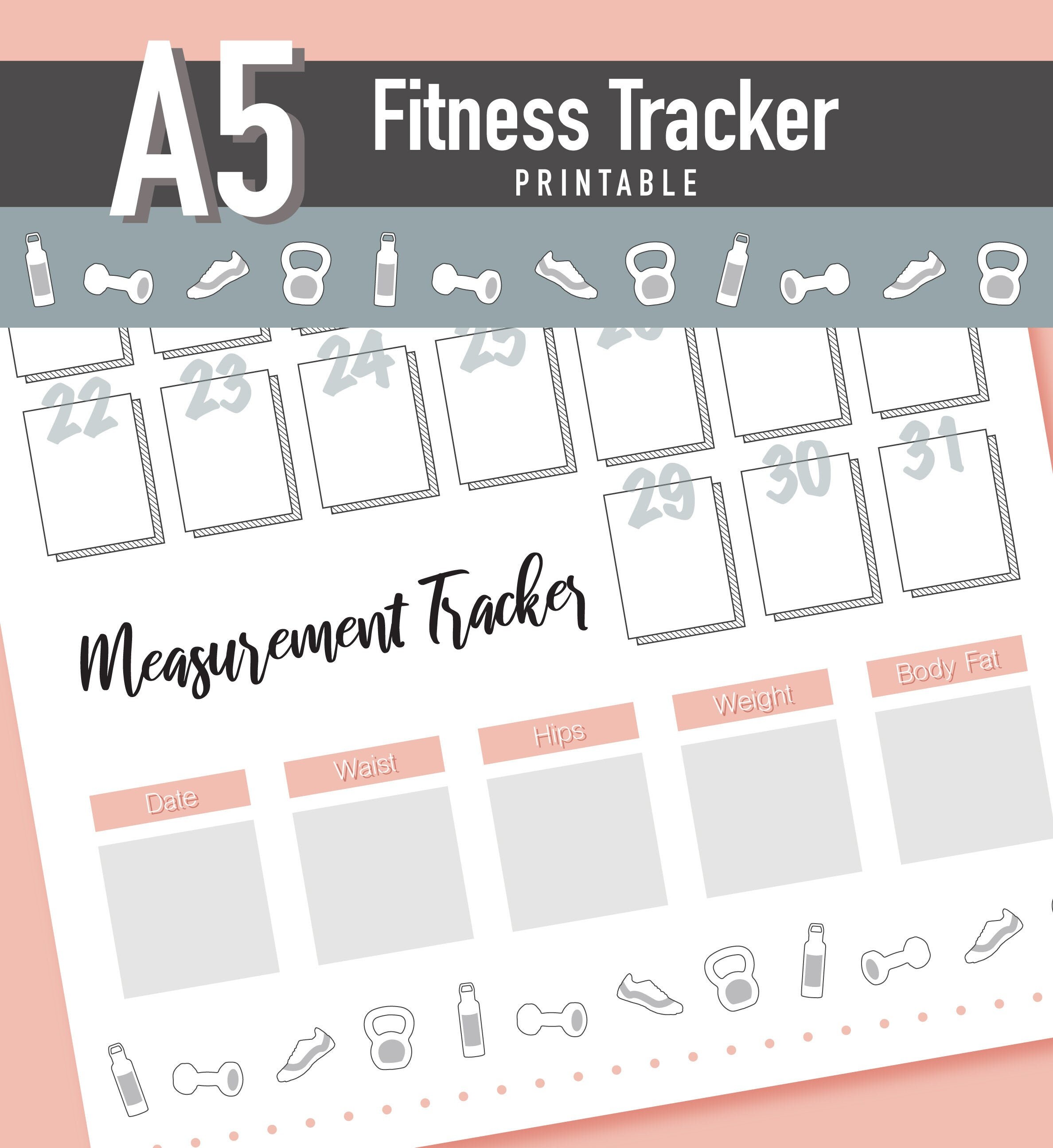 Bullet Journal Fitness Tracker Printable | A5 Bullet Journal Fitness ...
