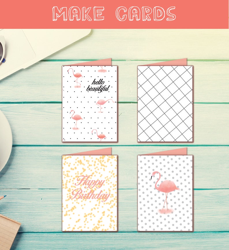 Flamingo Digital Paper, Stripe, Polka Dot, Printable, Digital Download ...
