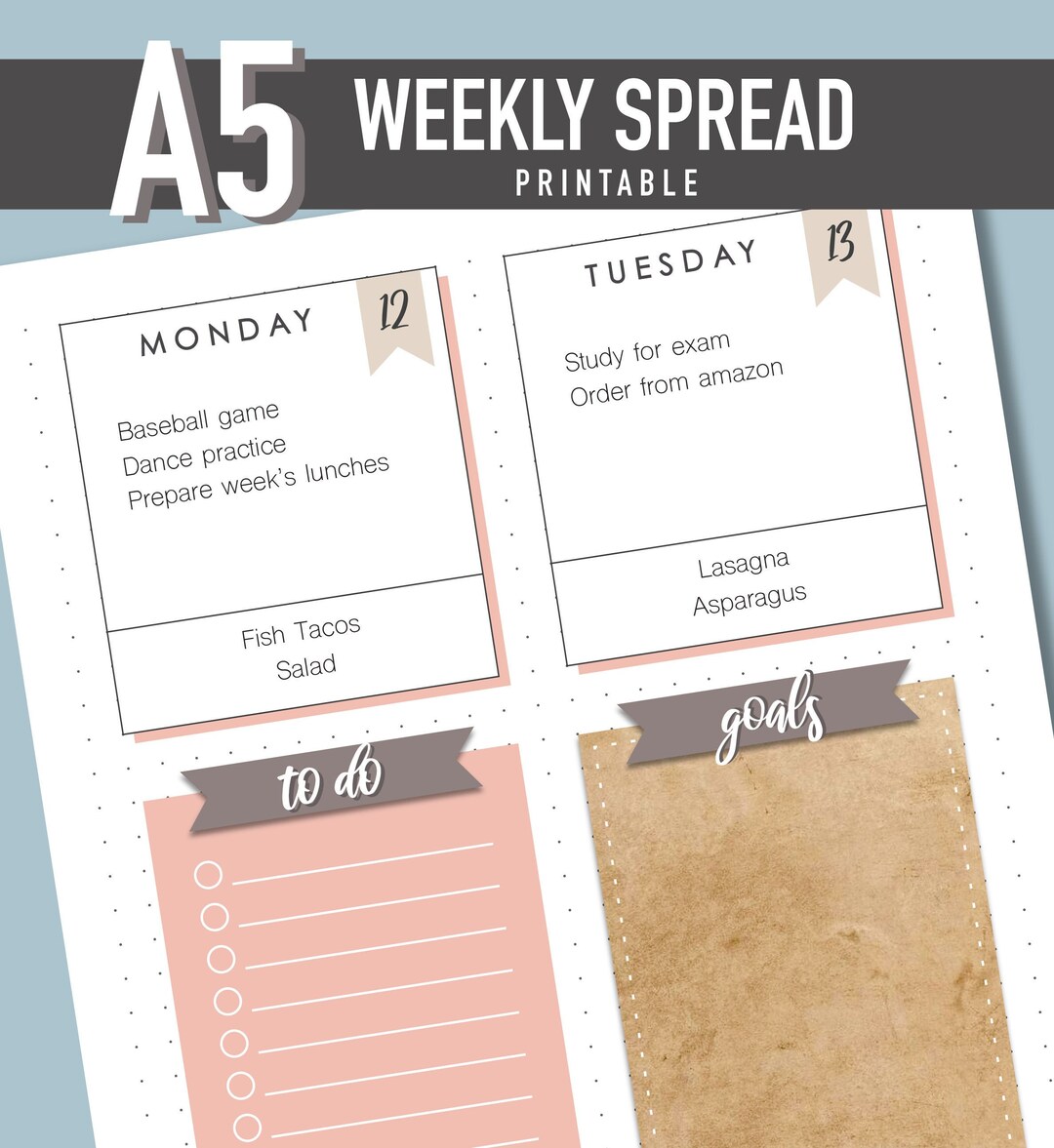 Bullet Journal Weekly Printable Bullet Journal Weekly Layout 3 A5 ...