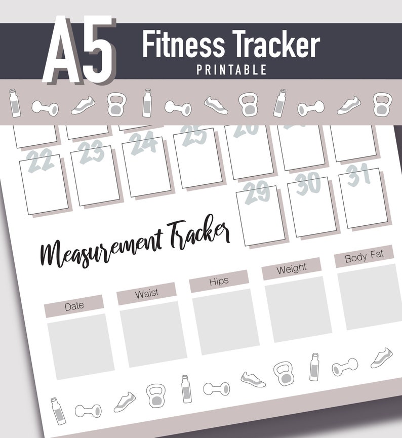 Bullet Journal Fitness Tracker Printable | A5 Bullet Journal Fitness ...