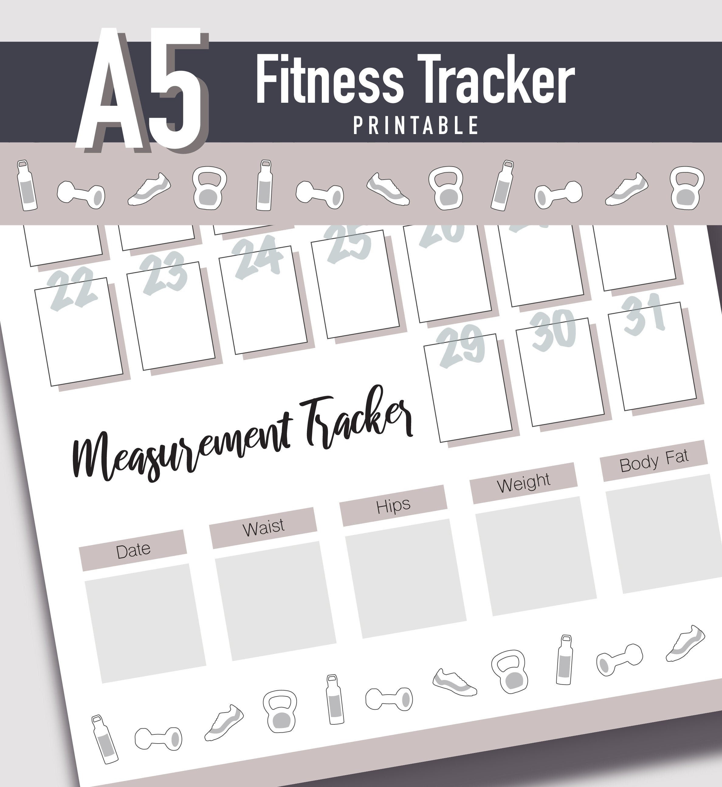 Bullet Journal Fitness Tracker Printable A5 Bullet Journal | Etsy