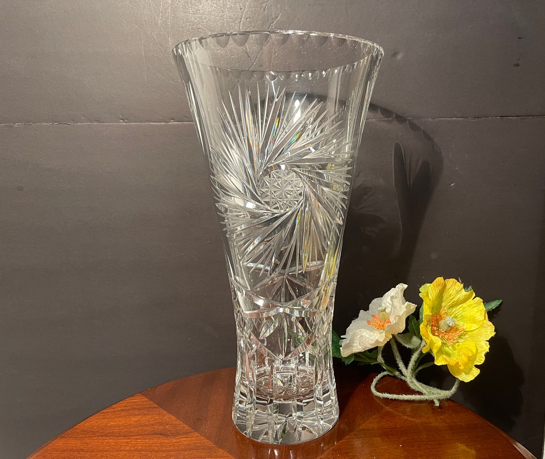 Vintage 14 Tall Heavy Pinwheel Gorgeous Brilliant Cut Crystal Glass ...