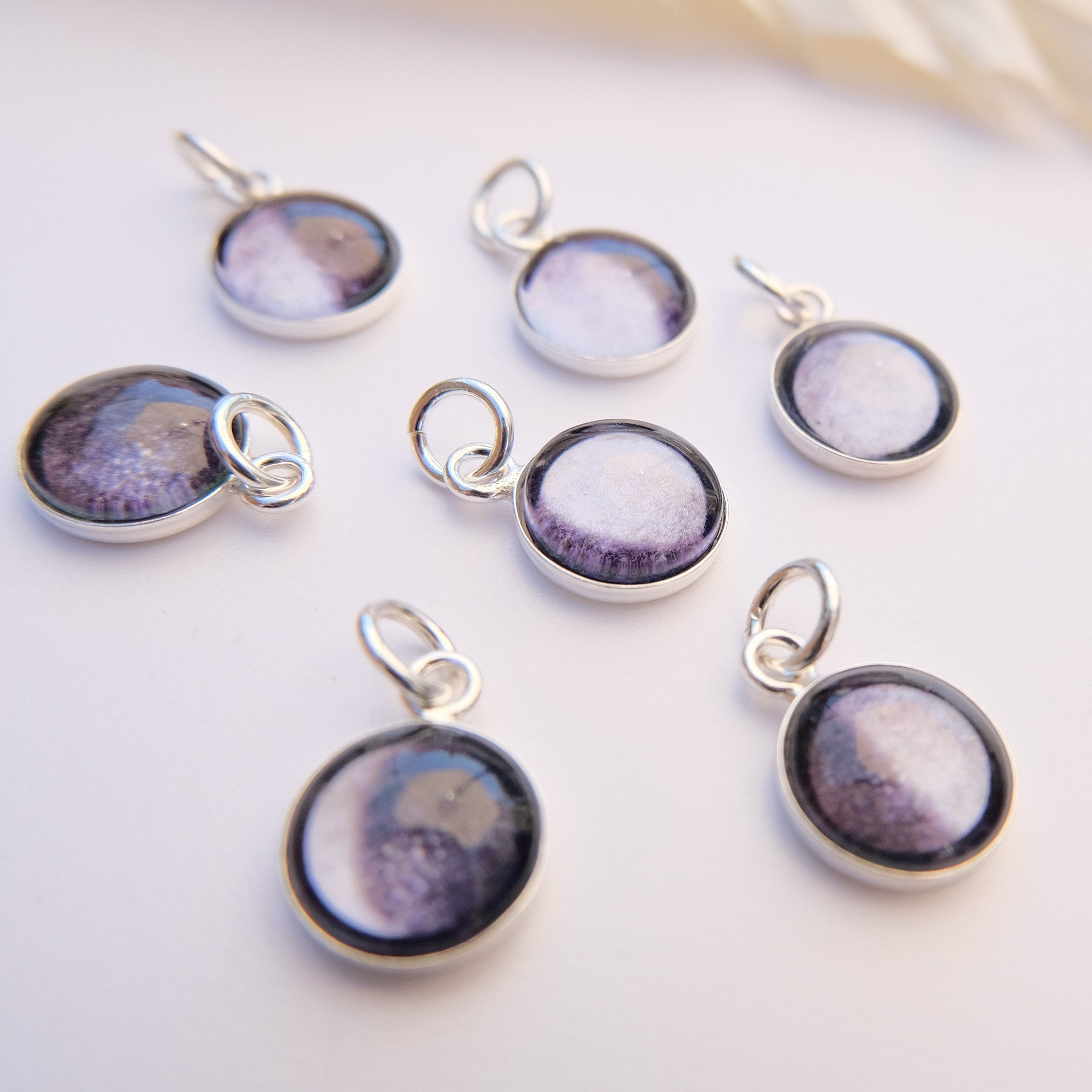 Sterling Silver Moon Phase Charm Personalised Jewellery - Etsy UK