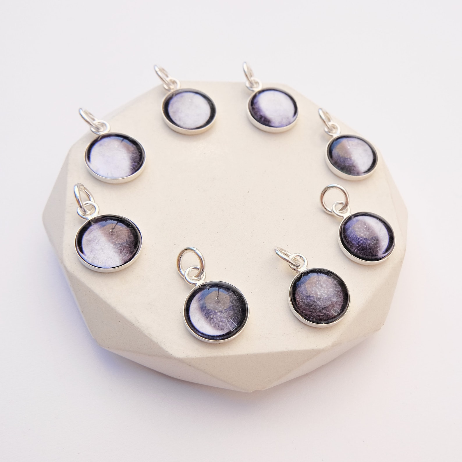 Sterling Silver Moon Phase Charm Personalised Jewellery - Etsy UK