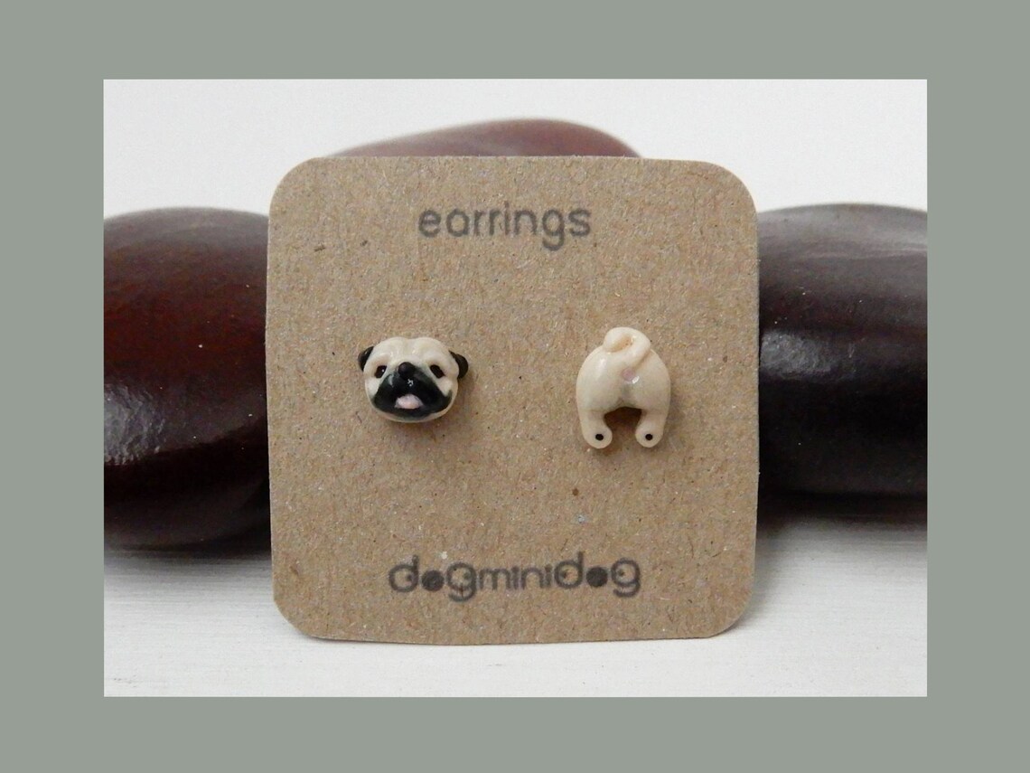 Pug Stud Earrings, Pug Earrings, Pug Gifts, Earrings for Dog Lovers. - Etsy