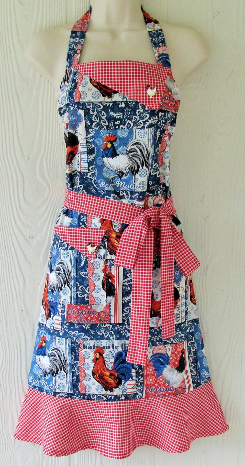 Retro Apron French Country Aprons For Women Chickens Cute Etsy