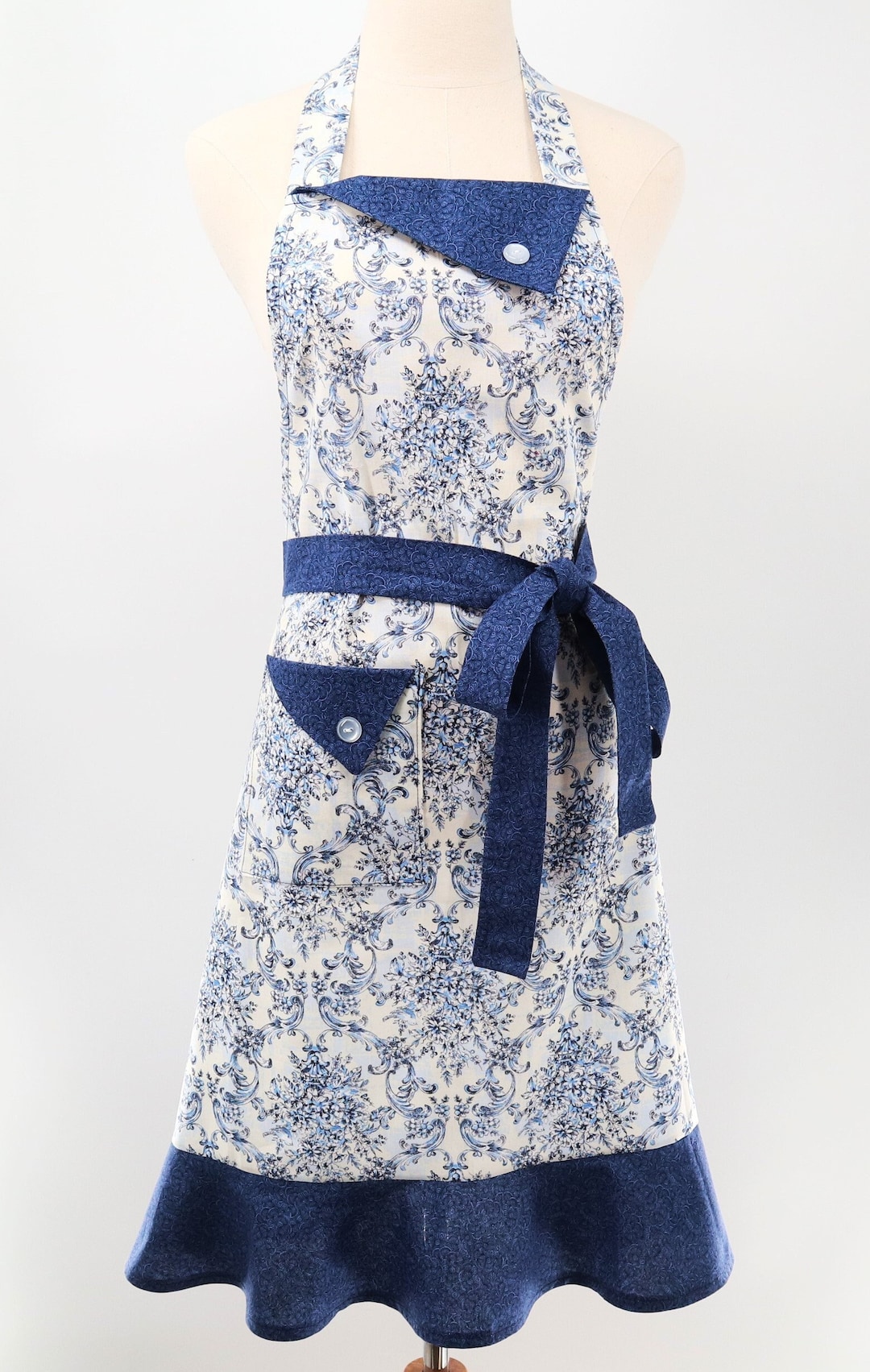 Vintage Style Blue Floral Apron for Women Cottage Chic Full - Etsy