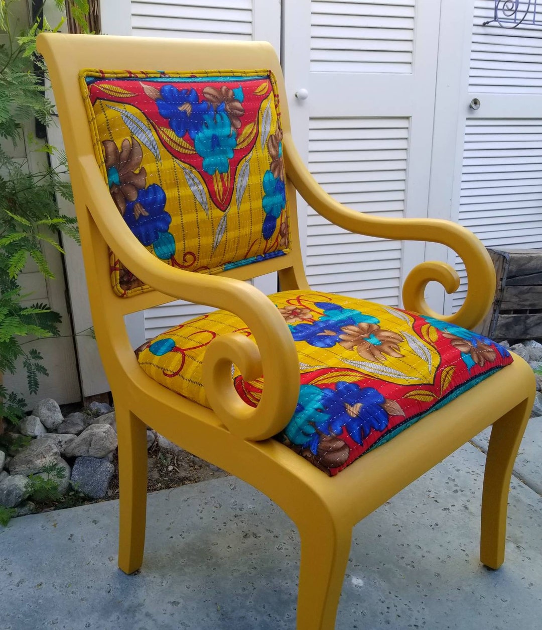 Patchwork Kantha Accent Chair: Rustic Boho French Style - Etsy